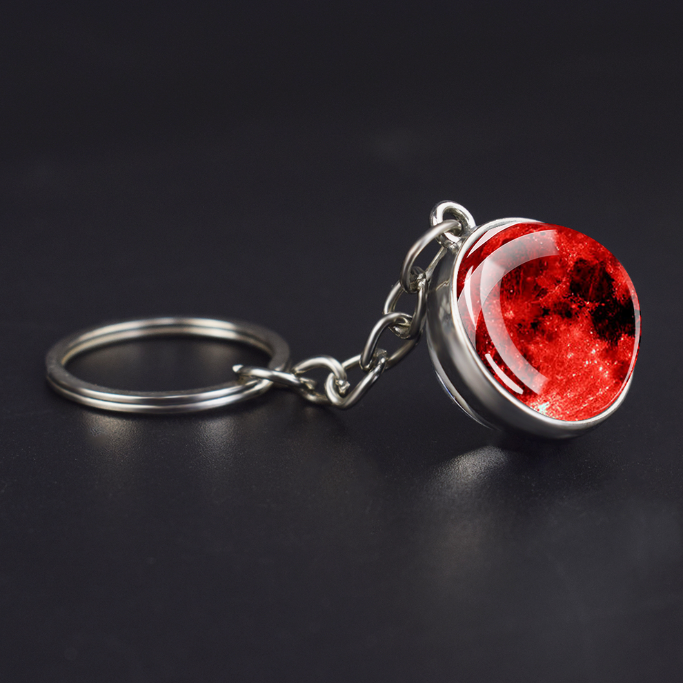Full Moon Keyring - Starry Sky Jewelry - Double-Sided Glass Ball Gift ...