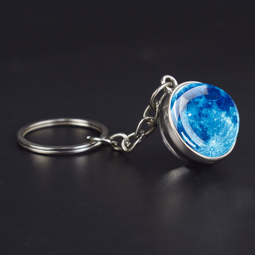 Full Moon Keyring - Starry Sky Jewelry - Double-Sided Glass Ball Gift ...