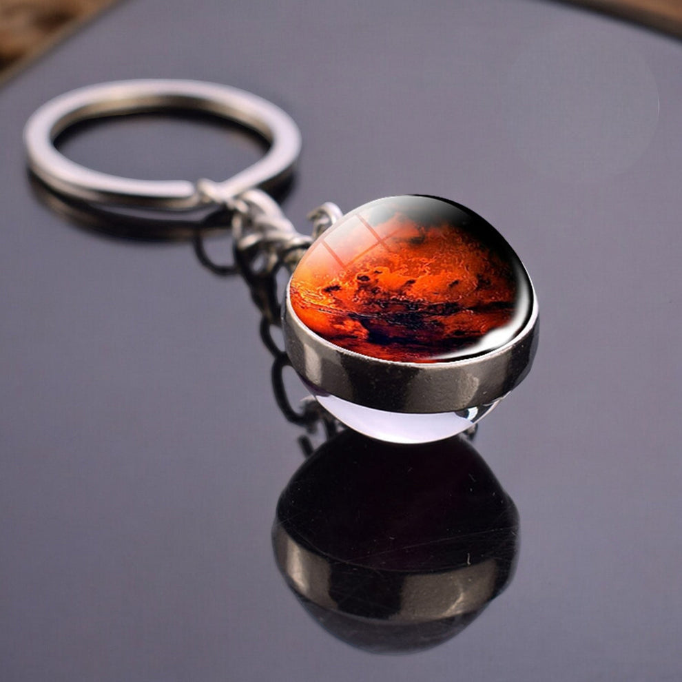 Solar System Keyring - Cosmos Jewelry - Double-Sided Glass Ball Gift ...