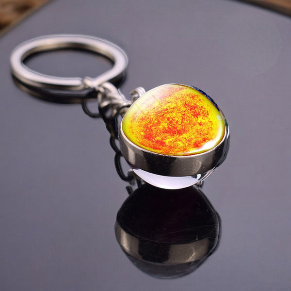 Solar System Keyring - Cosmos Jewelry - Double-Sided Glass Ball Gift ...